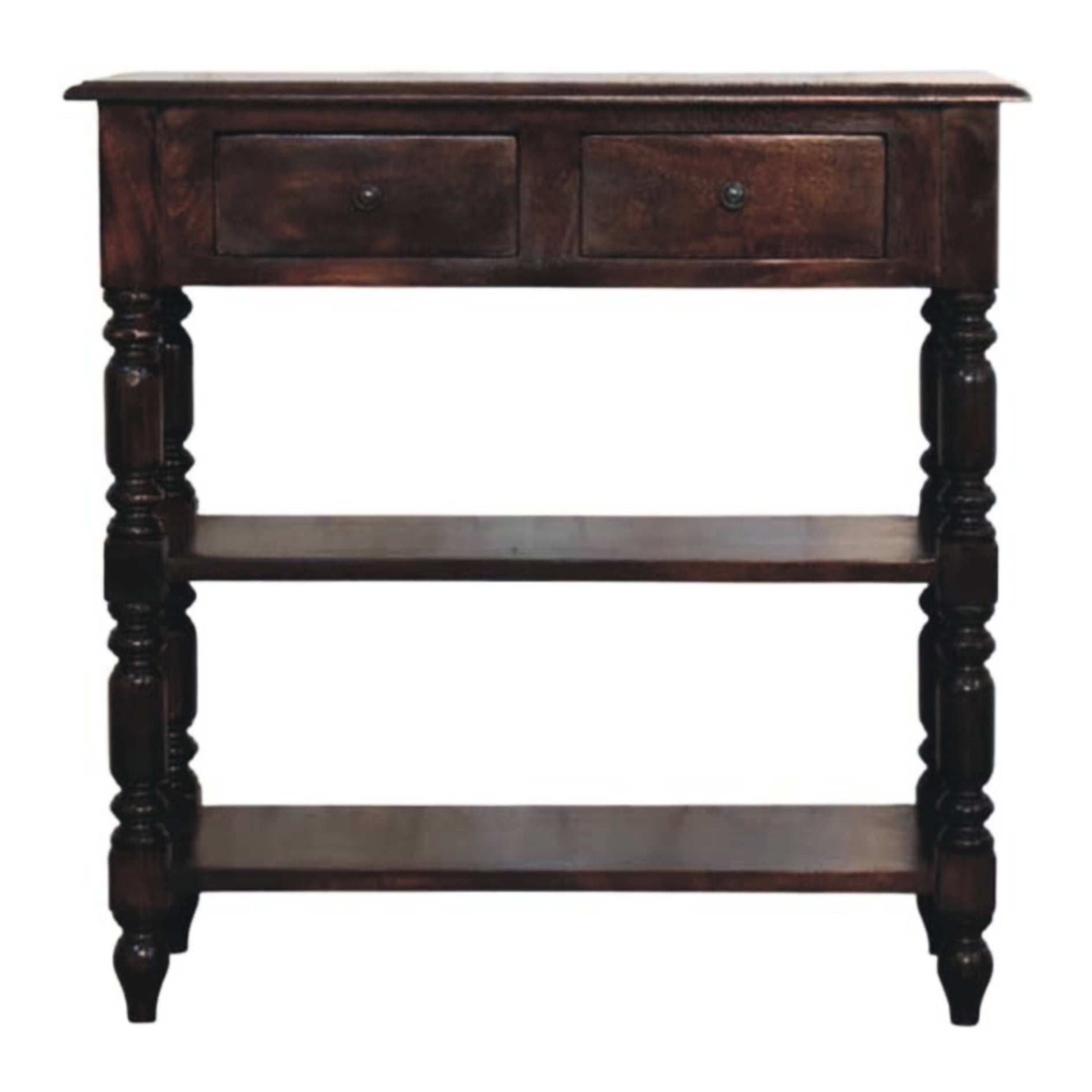 Turned Legs Side Table In Rich Cherry - Crafted From Solid Mango Wood ...