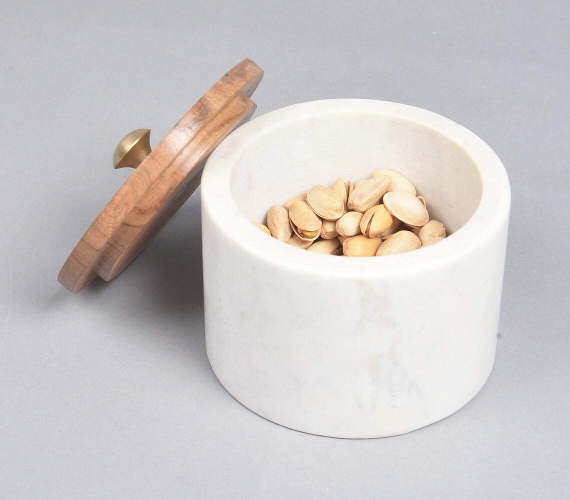 Turned Marble Snack Jar with Acacia Wood Lid - Walmart.com