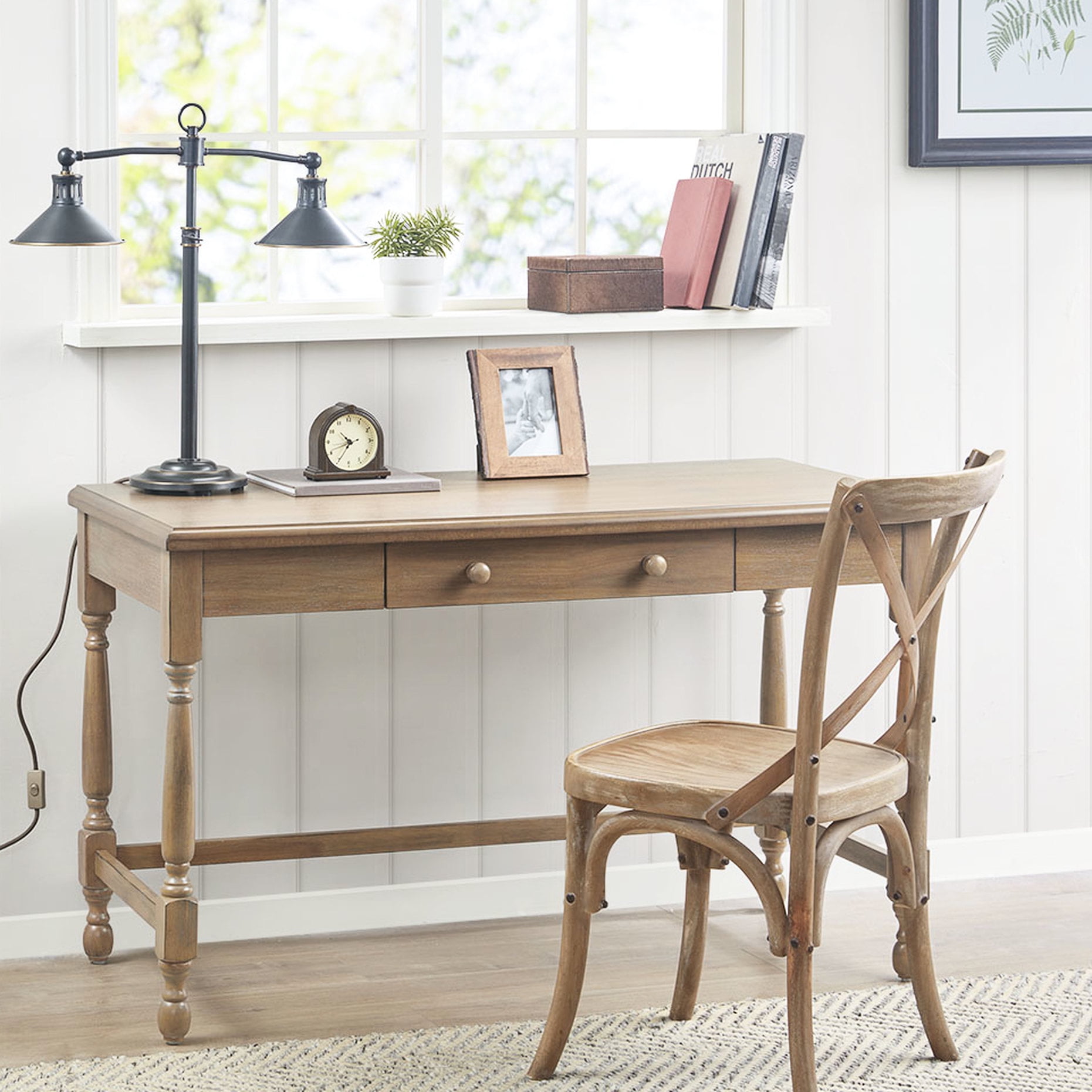 Turned Wood Legs Desk+Wood Knob Drawer"-"Home Study/Professional Work ...
