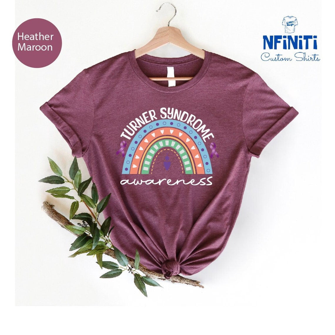 Turner Syndrome Awareness Rainbow Ribbon T-Shirt - Walmart.com