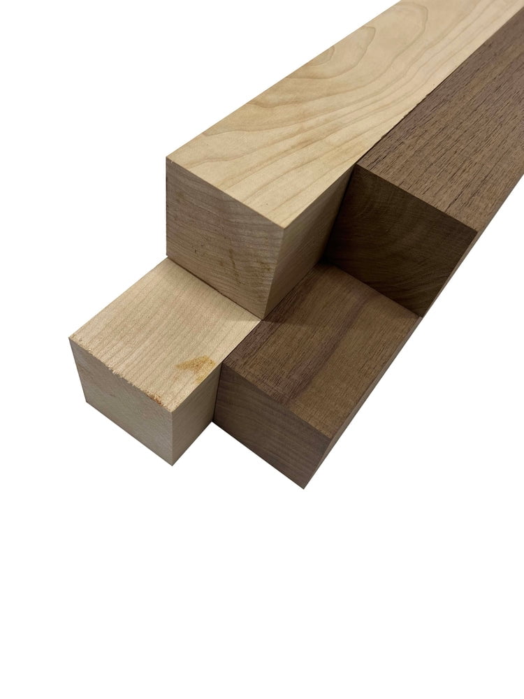 Turning Blanks Combo 2" x 2" (4 Piece ) - Hard Maple, Black Walnut ...