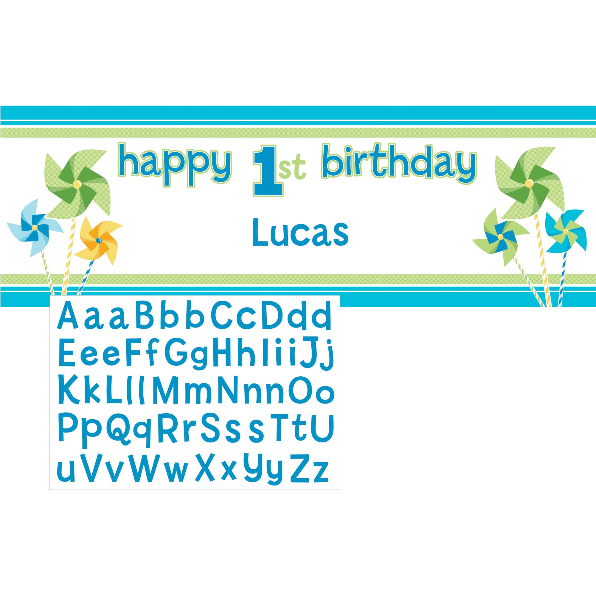 Turning One Boy Pinwheel Blue 1st Birthday Party Decoration Giant ...