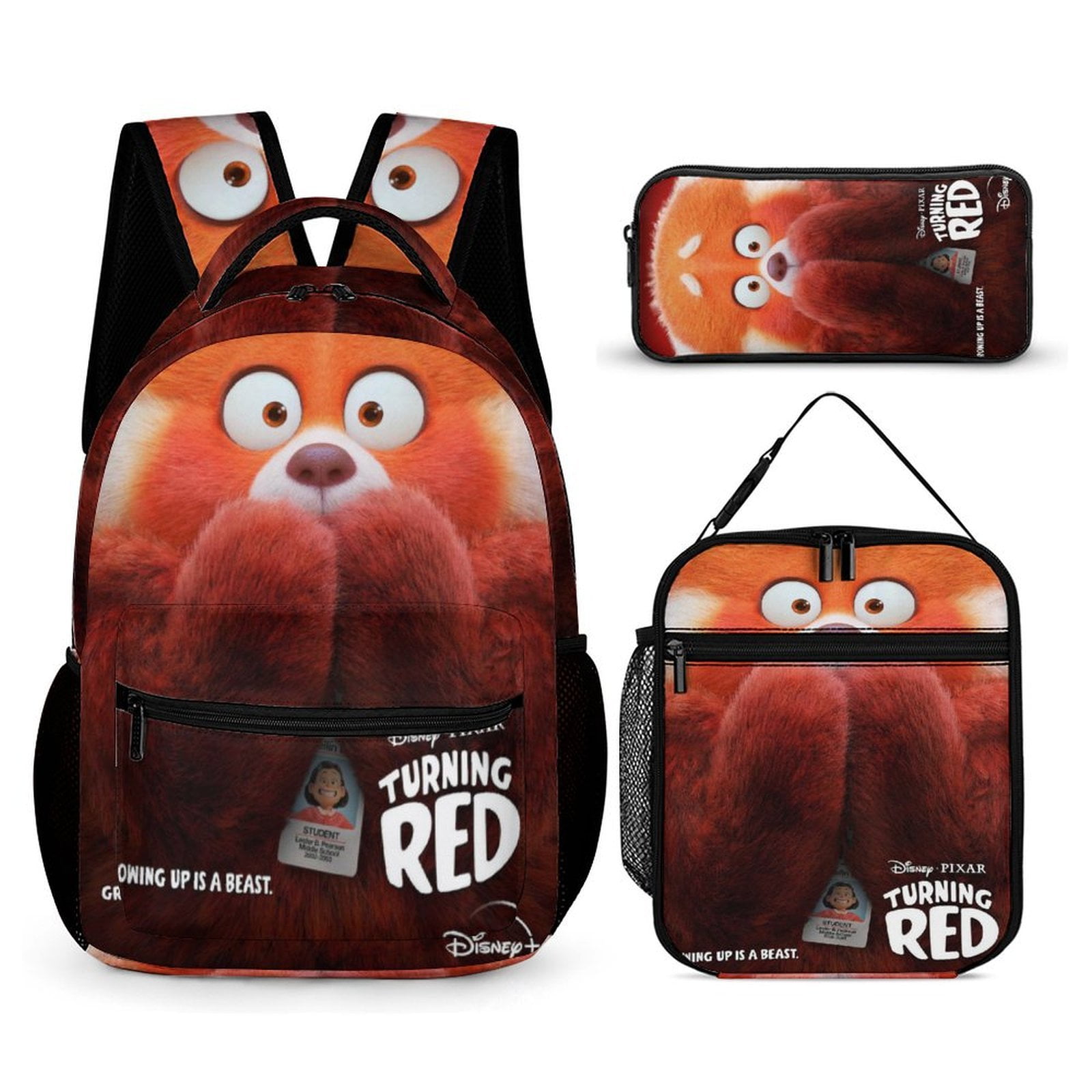 Turning Red 3Pcs Backpacks Sets Book Bag with Lunch Bag And Pencil Case ...