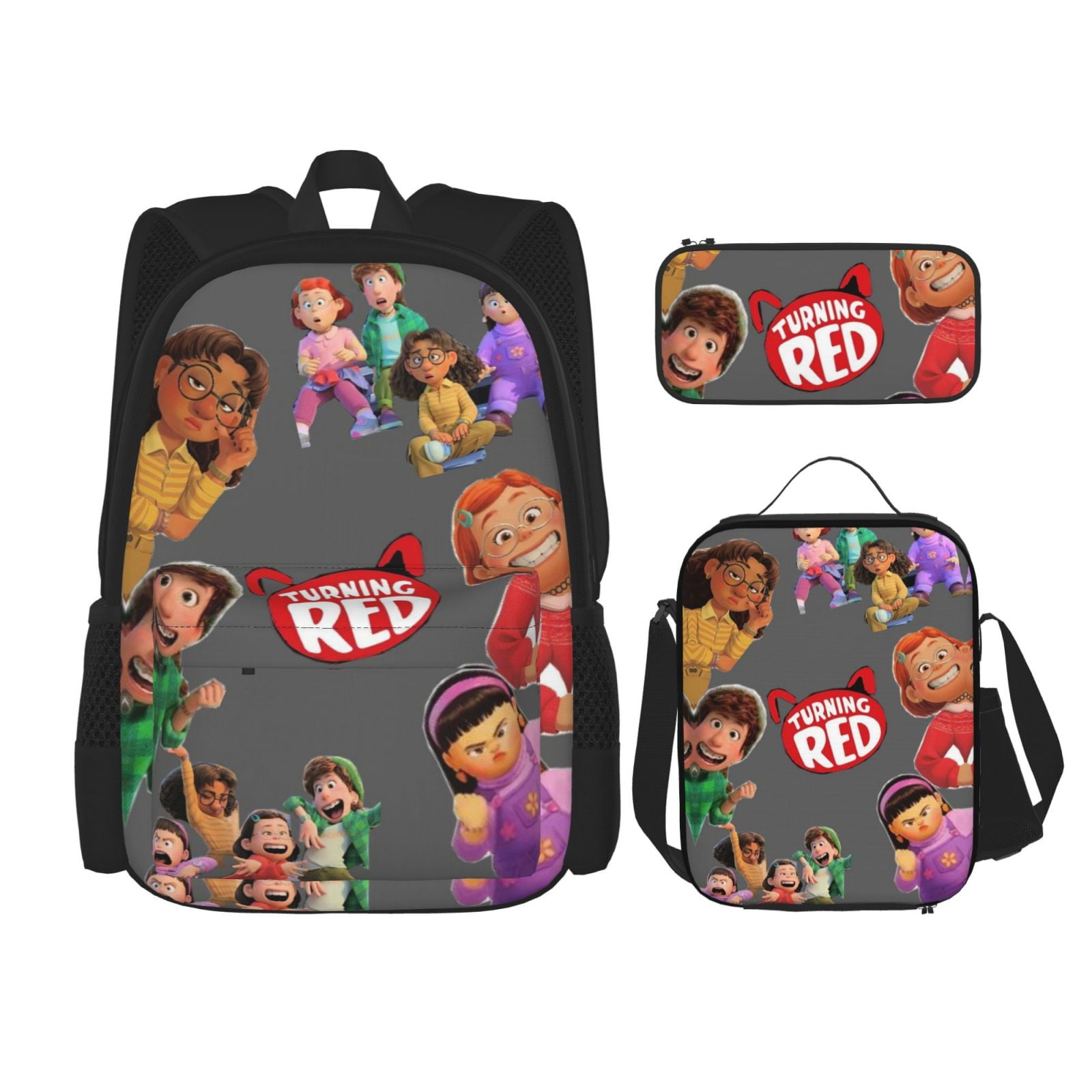 Turning Red Backpack Set Versatile 3-in-1 with Crossbody Lunch Bag and Case for Adults, Ideal ...