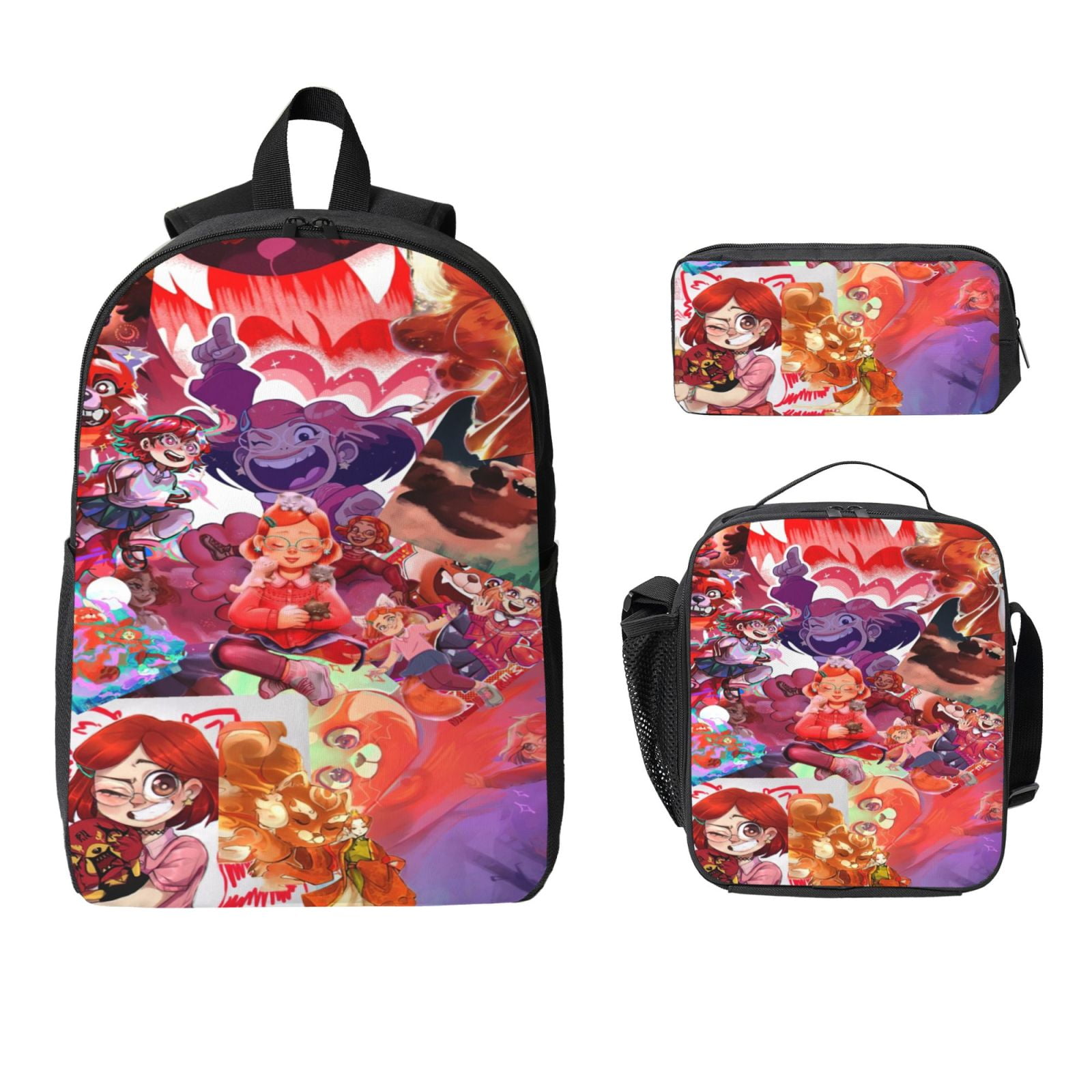 Turning Red Backpack Set with Insulated Lunch Bag and Case for Adults ...