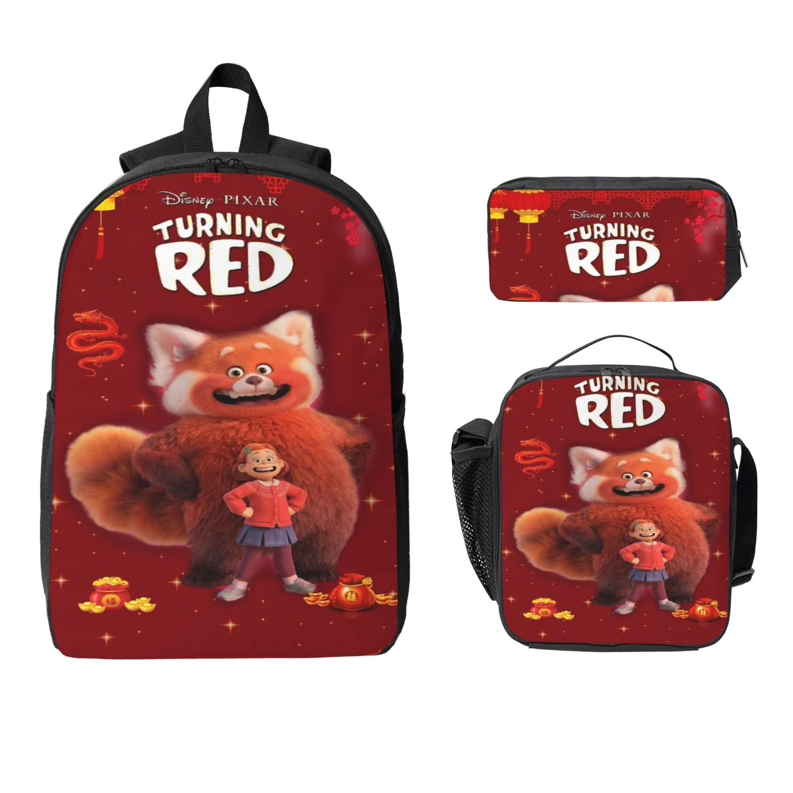 Turning Red Backpack Set with Insulated Lunch Bag and Case for Adults ...