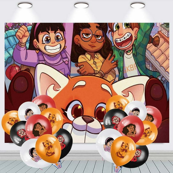 Turning Red Banner Backdrop Background Birthday Balloons Party Supplies ...