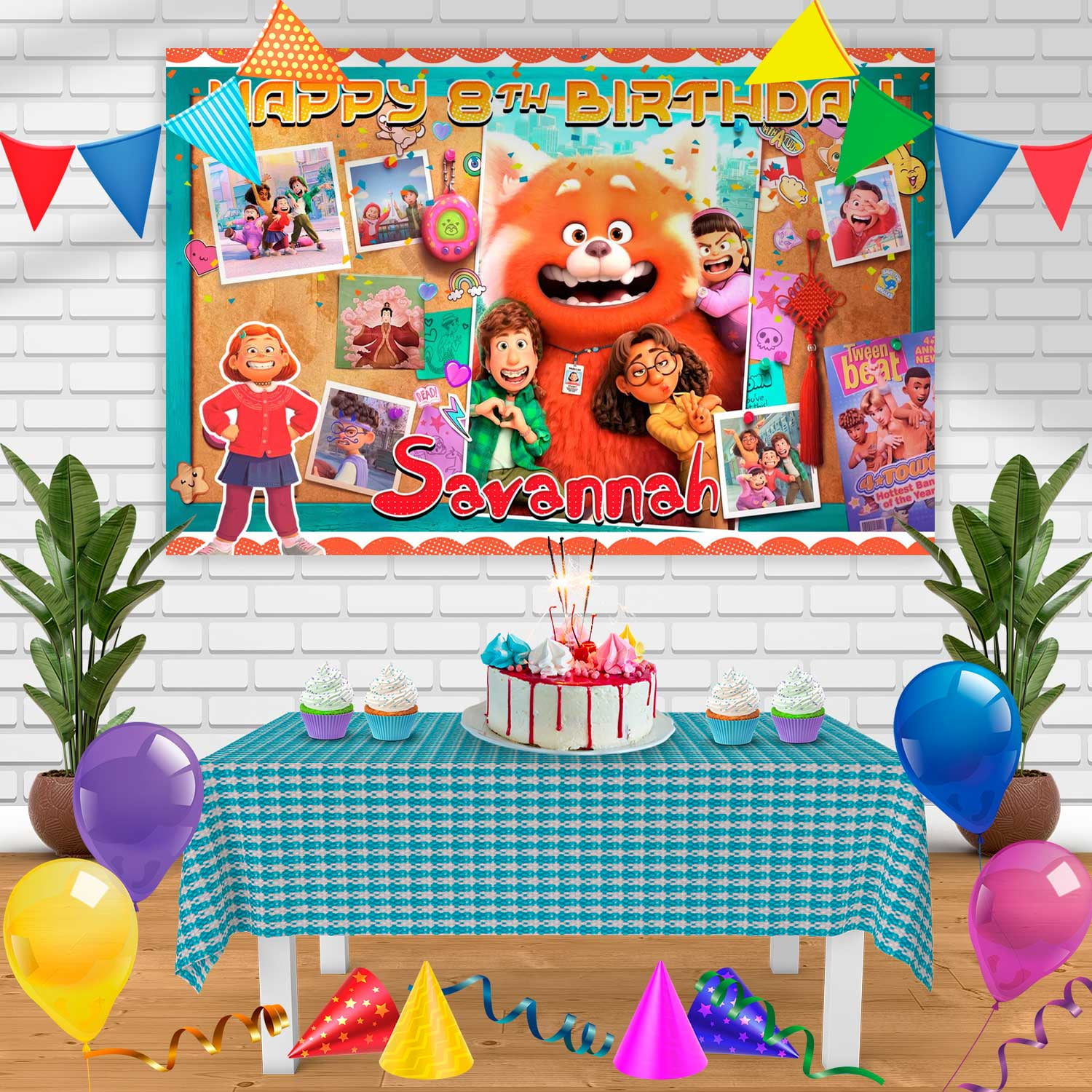 Turning Red Birthday Banner Personalized Party Backdrop Decoration 60 x ...