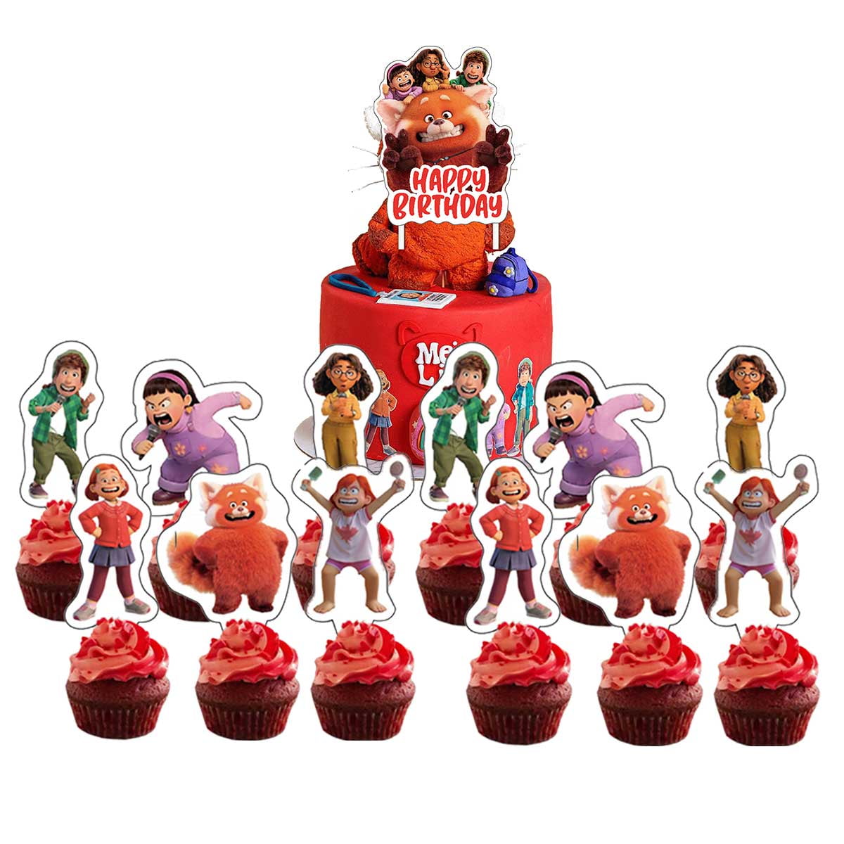 Turning Red Cake Topper CupcakeS Set Birthday Party Supplies Decoration ...
