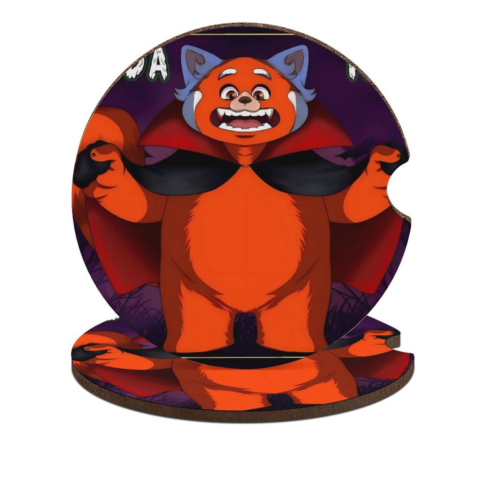 Turning Red Cartoon car coaster with finger notches and cork base car ...