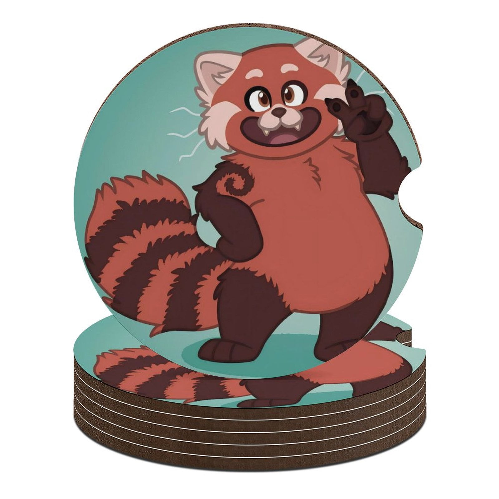 Turning Red Cartoon car coaster with finger notches and cork base car ...