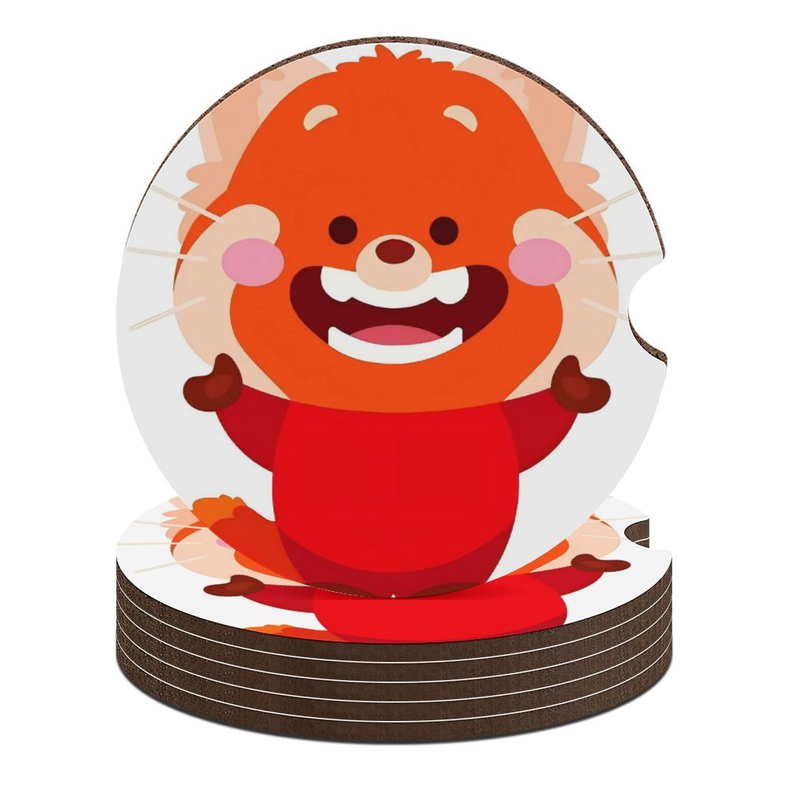 Turning Red Cartoon car coaster with finger notches and cork base car ...