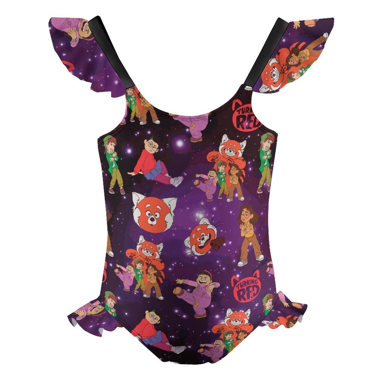 Turning Red Girls One-piece Cute Swimsuit Quick Dry Ruffles 8-10Y（130cm ...
