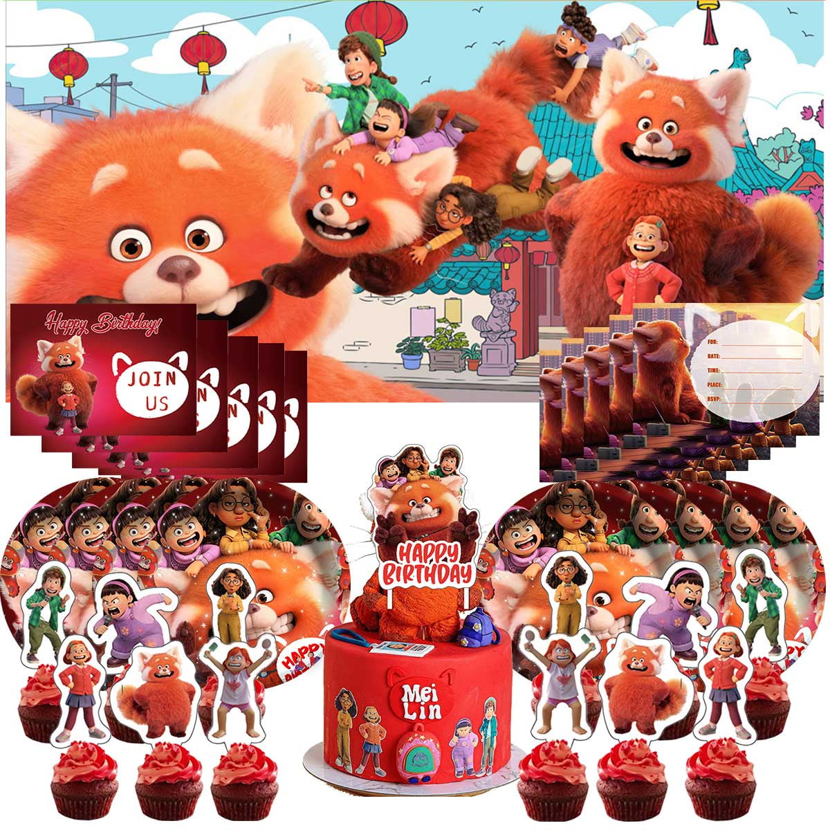 Turning Red Invitation Cards Invite Party Supplies Decor Decorations ...