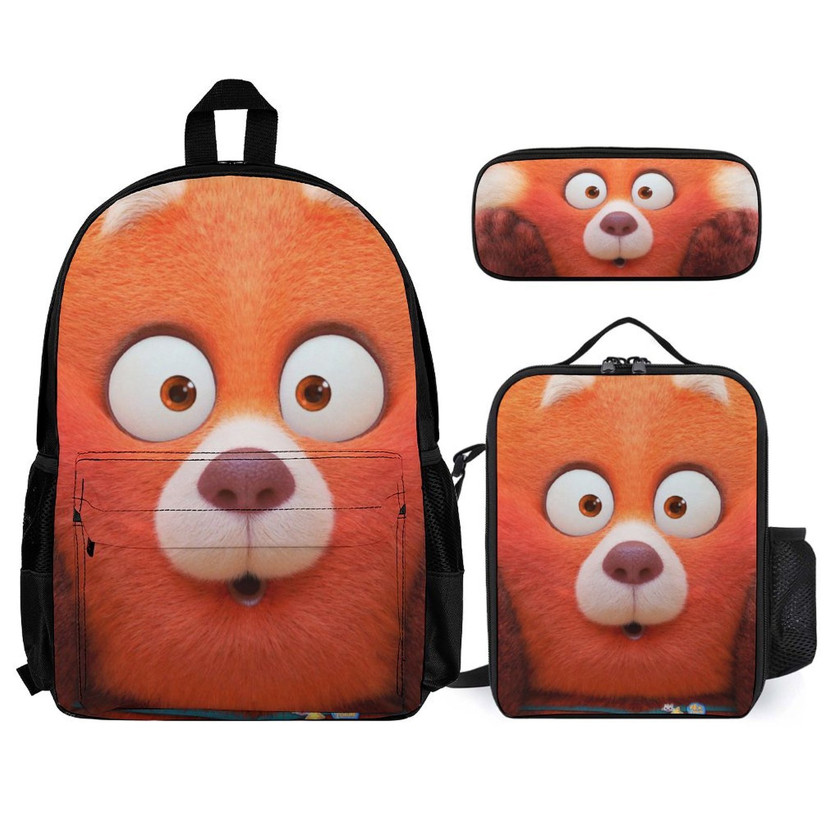 Turning Red Panda Cartoon Backpack With Lunch Bag Pencil Case Pen Bag ...