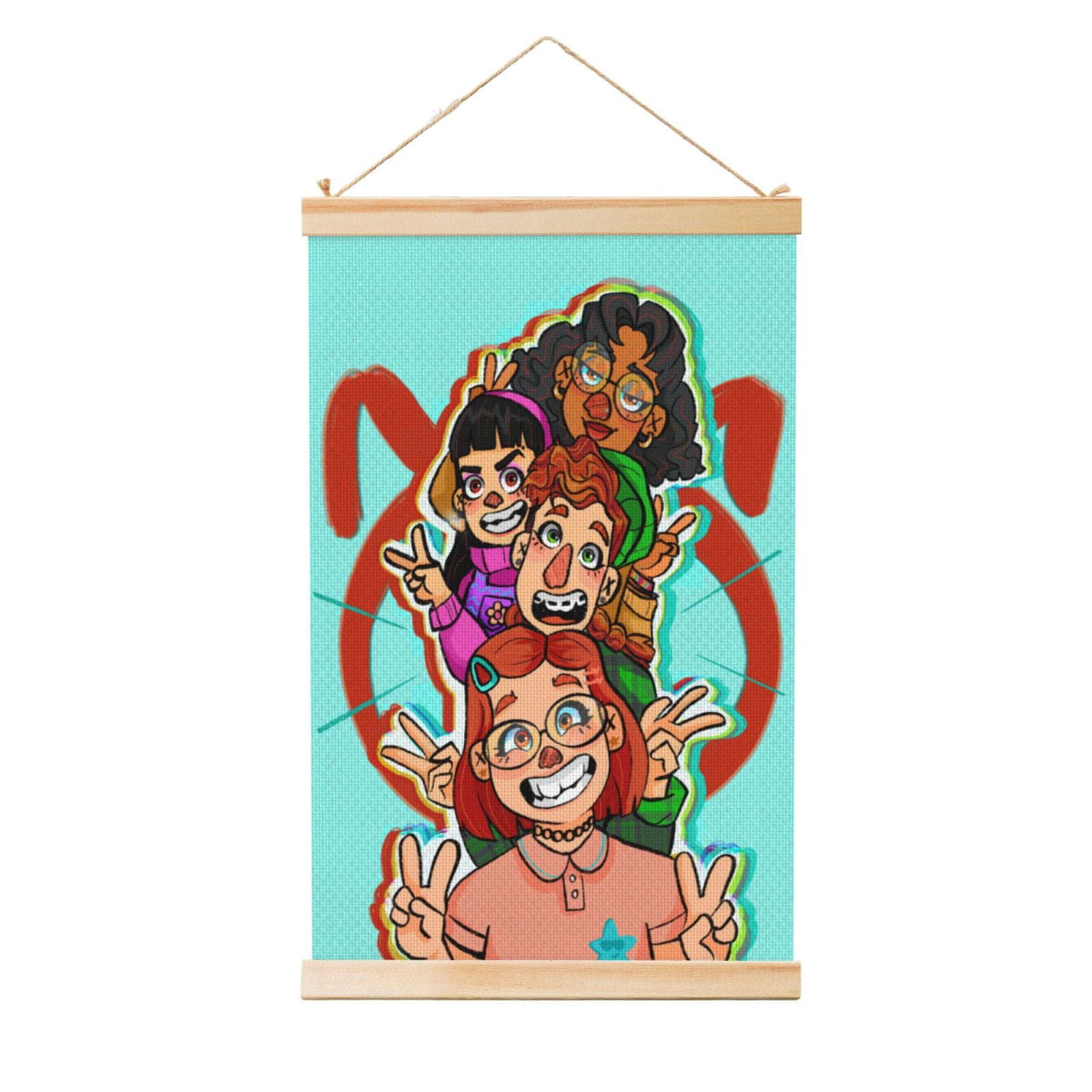 Turning Red Poster Canvas Wooden Shaft Hanging Poster Home Decor ...