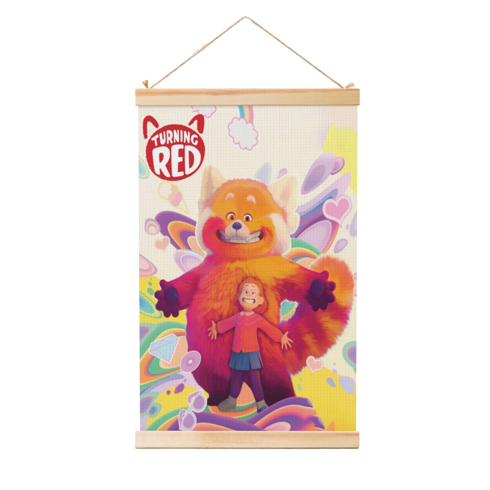 Turning Red Poster Canvas Wooden Shaft Hanging Poster Home Decor ...