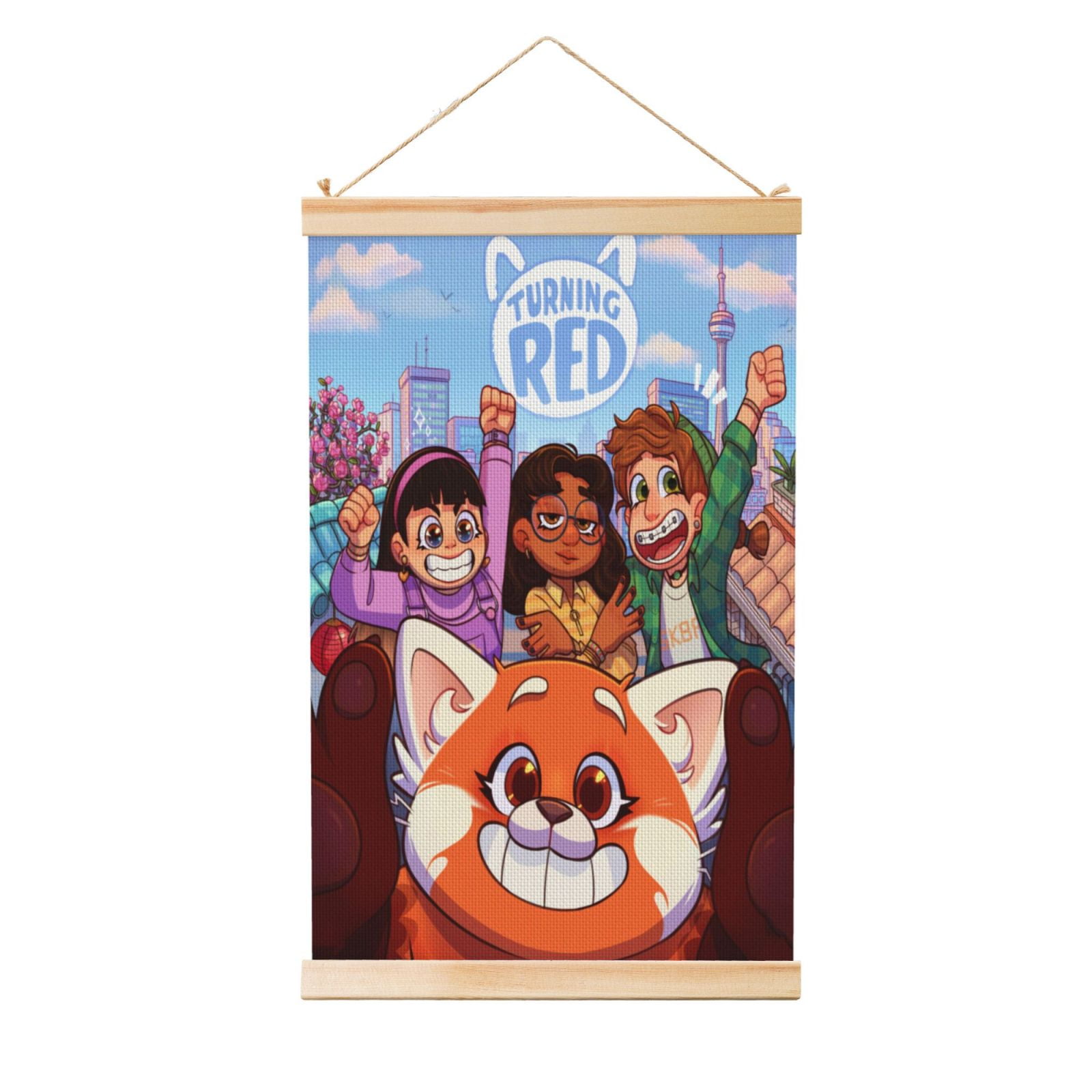 Turning Red Poster Canvas Wooden Shaft Hanging Poster Home Decor ...