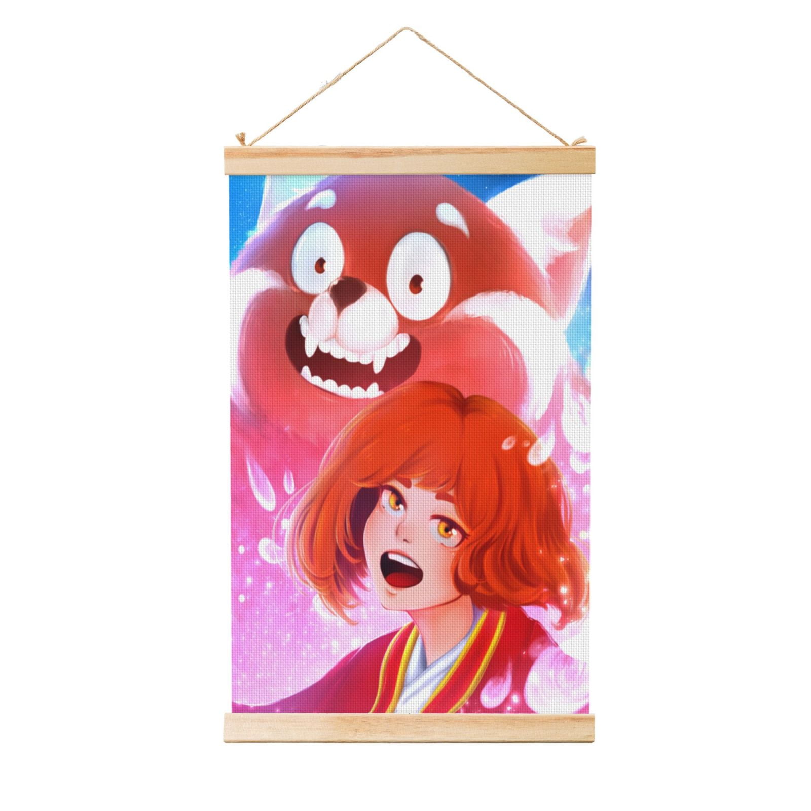 Turning Red Poster Canvas Wooden Shaft Hanging Poster Home Decor ...