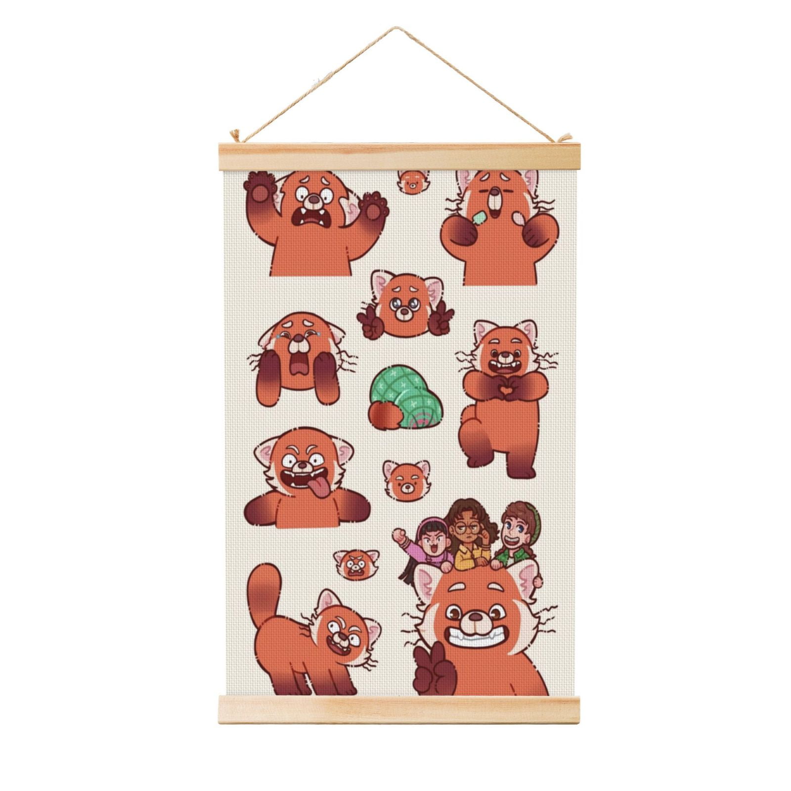 Turning Red Poster Canvas Wooden Shaft Hanging Poster Home Decor ...