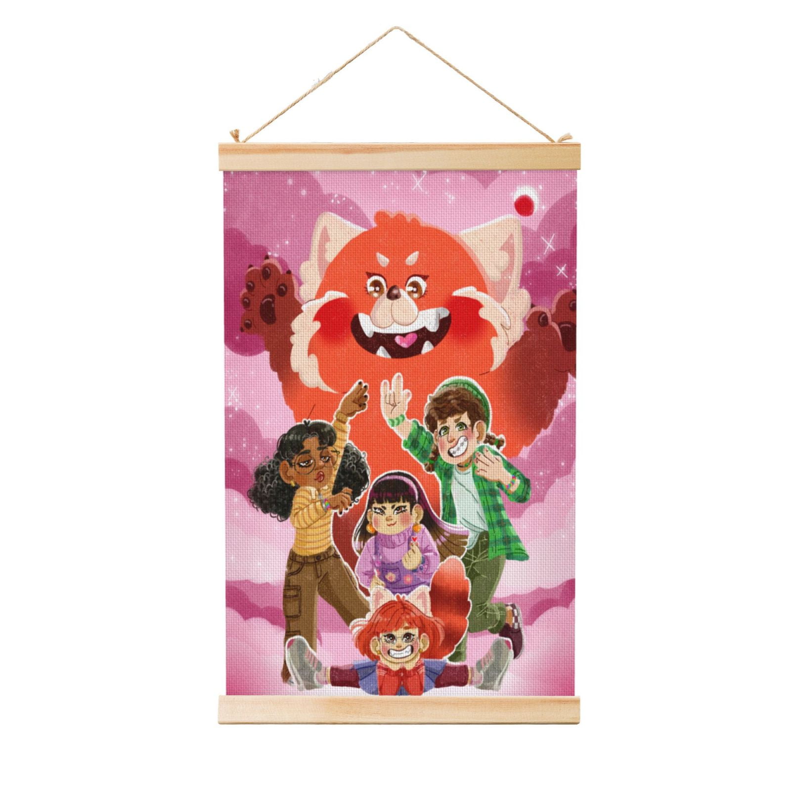 Turning Red Poster Canvas Wooden Shaft Hanging Poster Home Decor ...