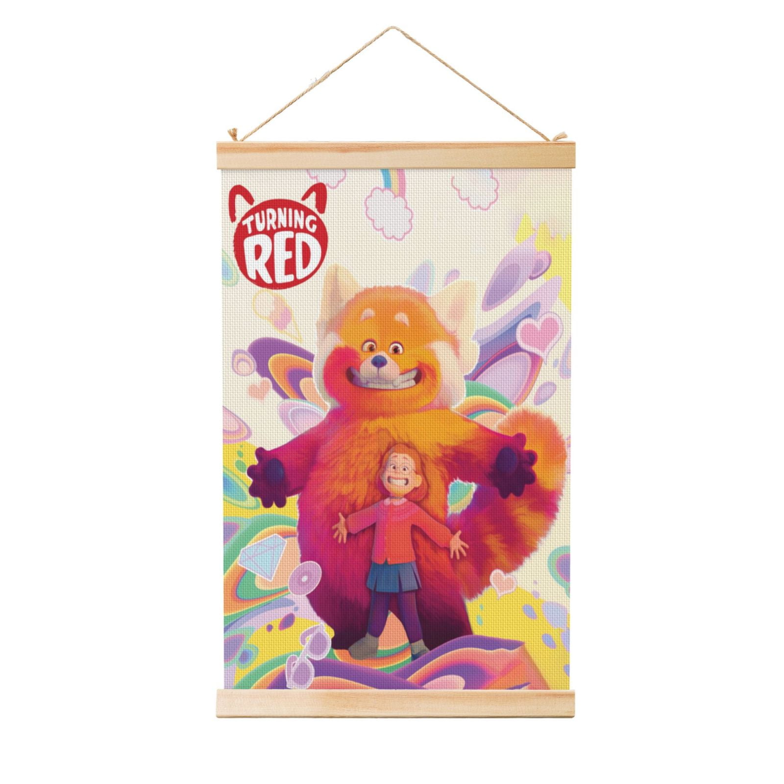 Turning Red Poster Canvas Wooden Shaft Hanging Poster Home Decor ...