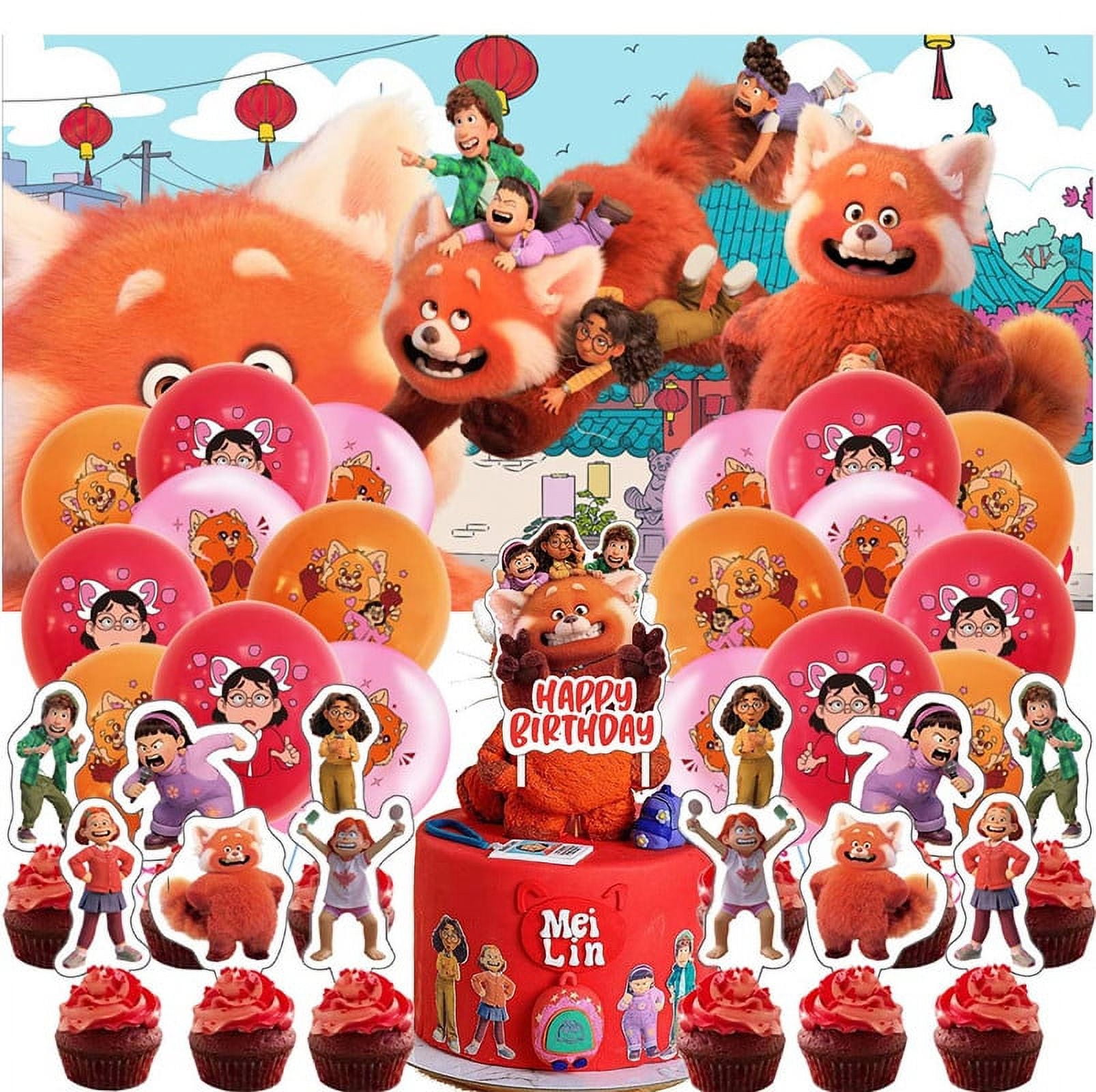 Turning Red Set Party Supplies Decoration Birthday Decor Banner ...