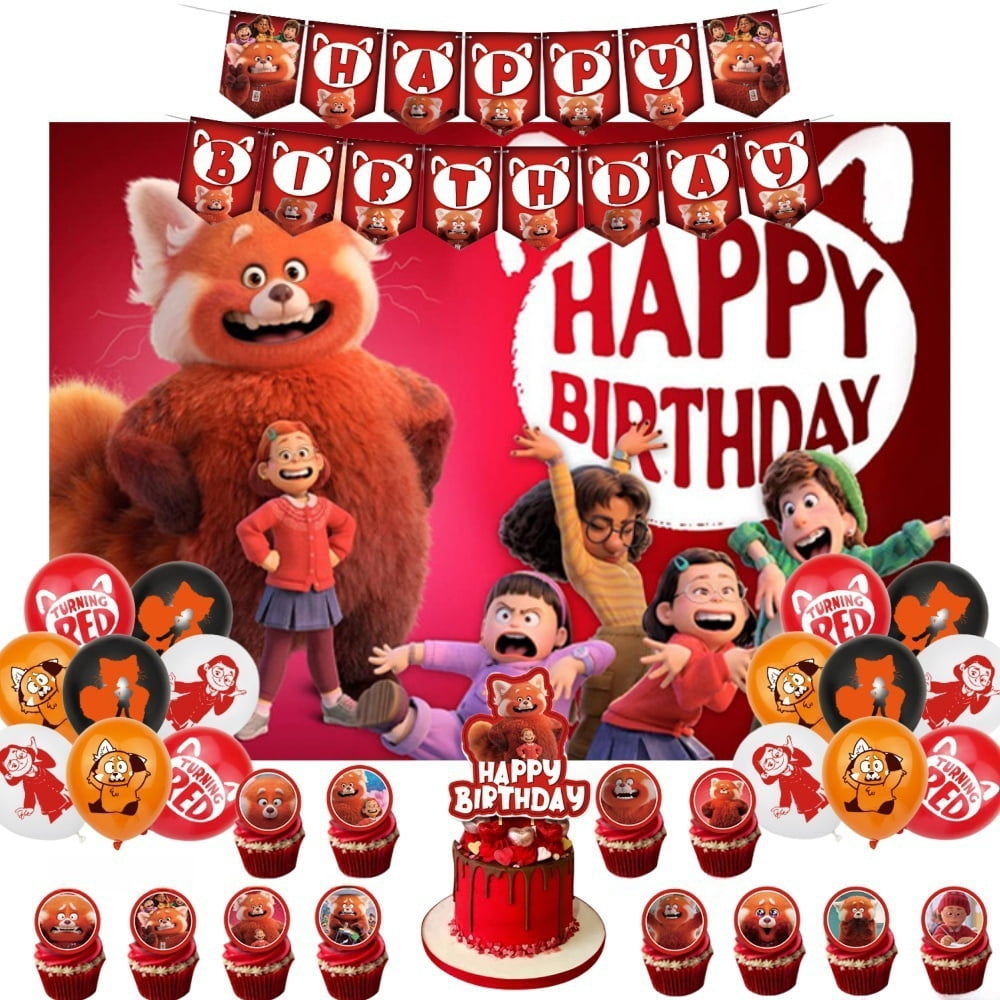 Turning Red Theme Cartoon style Birthday Decoration Kits，Party Supplies ...