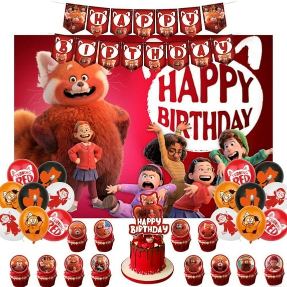 Turning Red Theme Cartoon style Birthday Decoration Kits，Party Supplies ...
