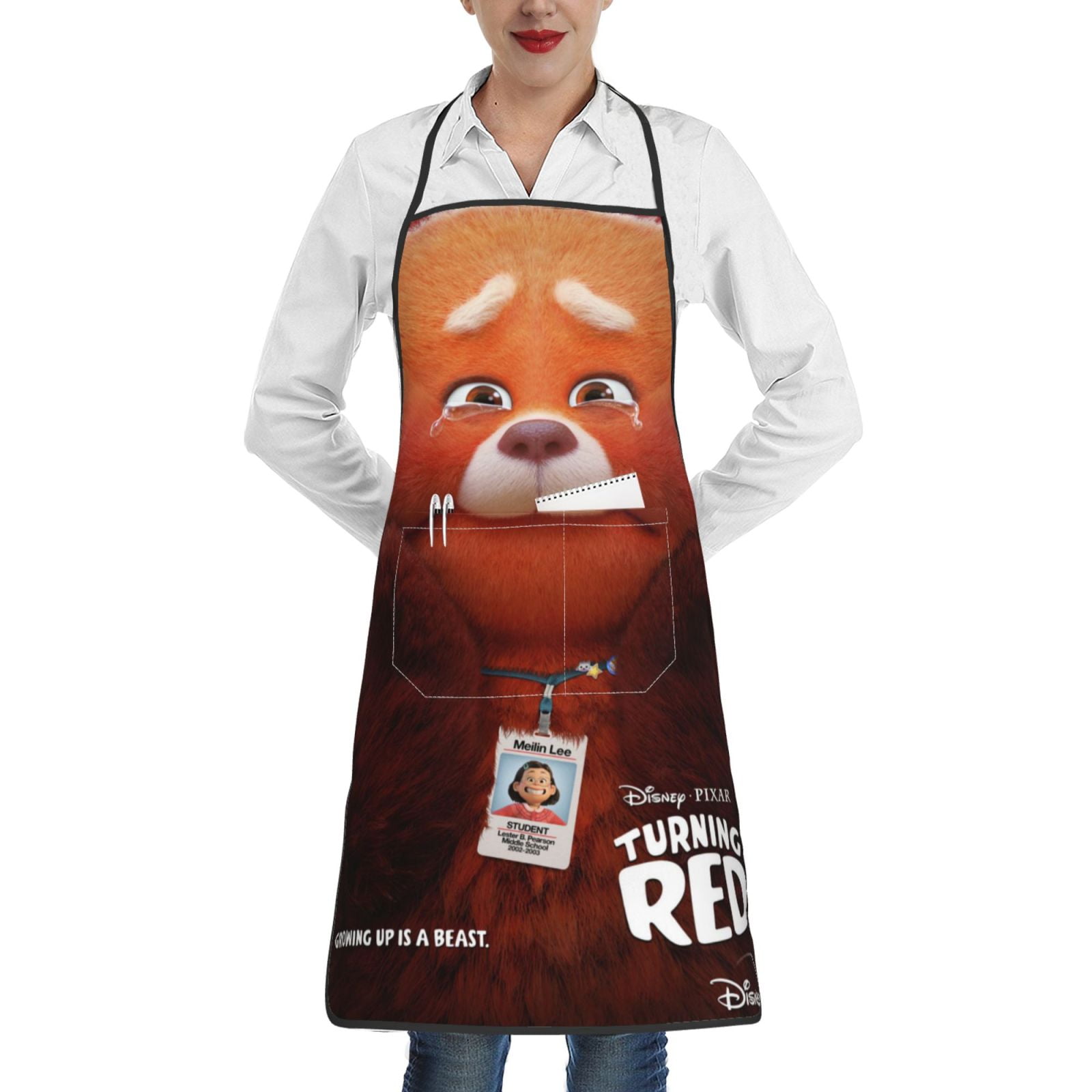 Turning Red Waterproof Cooking Aprons, Adjustable Bib Soft Chef Apron ...