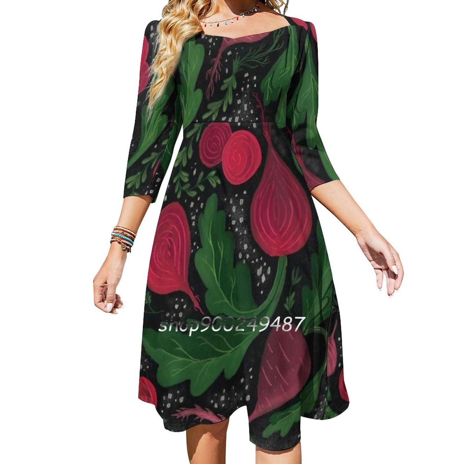 Turnip The Beet Flare Dress Square Neck Dress Elegant Female Fashion ...