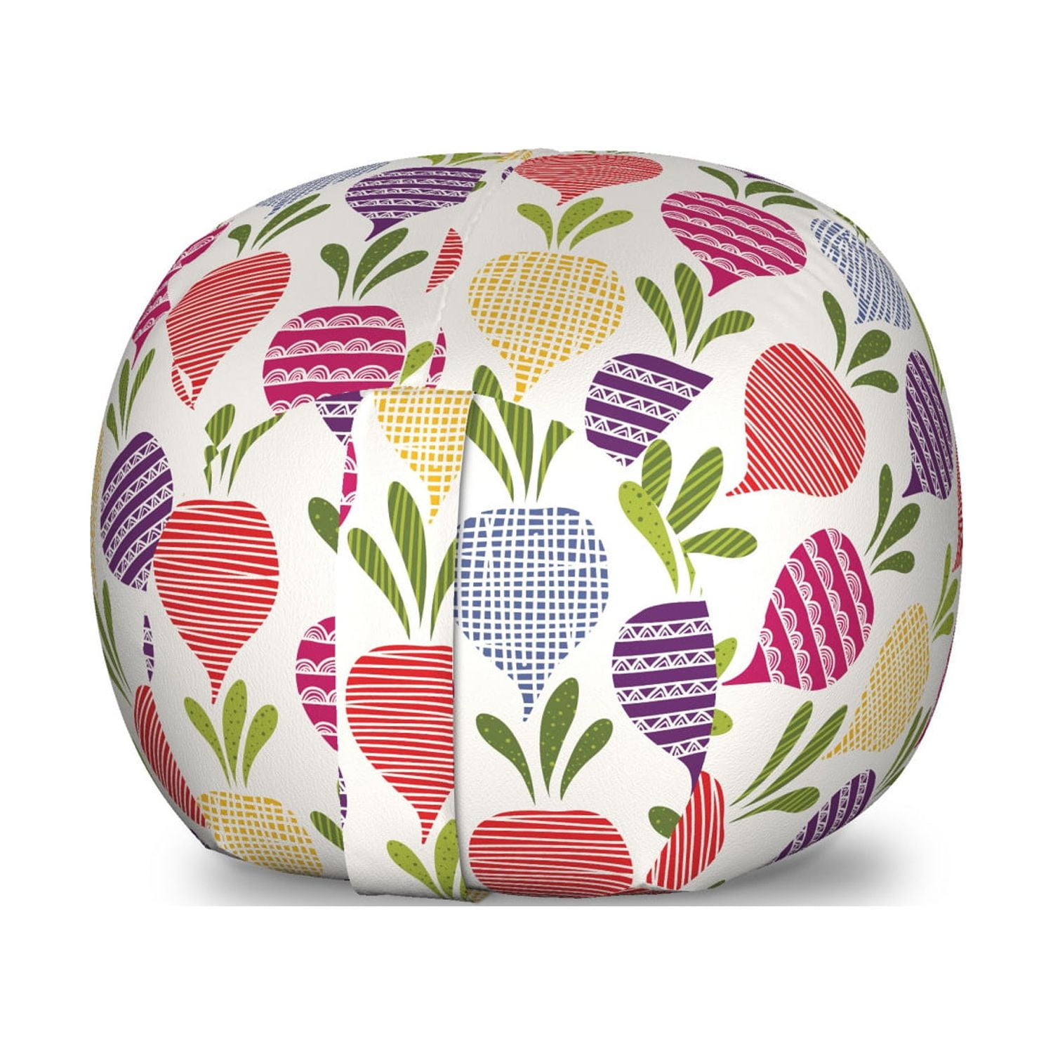 Turnips Storage Toy Bag Chair, Doodle Style Hand Drawn Veggies Stripes ...