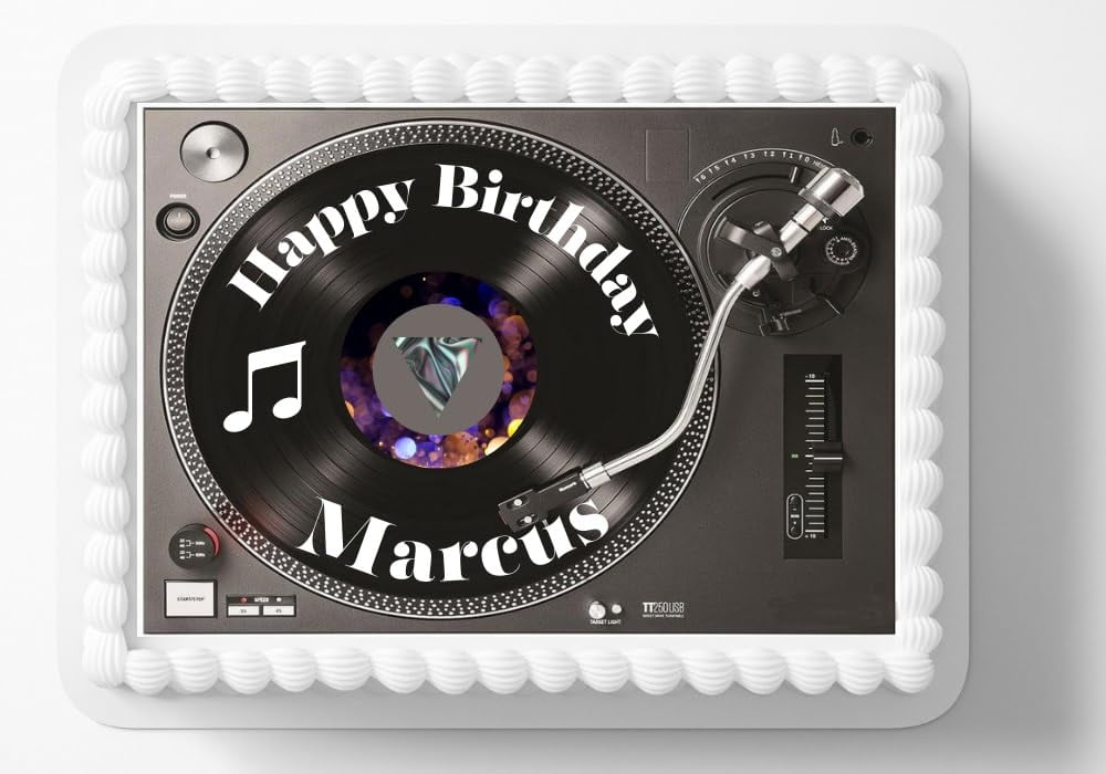 Turntable DJ Music Edible Image Cake Topper Birthday Cake Topper ...