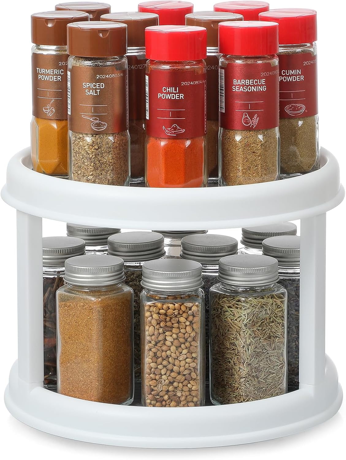 Turntable Lazy Susan Spice Organizer - Rotating Seasoning Rack Spinner ...