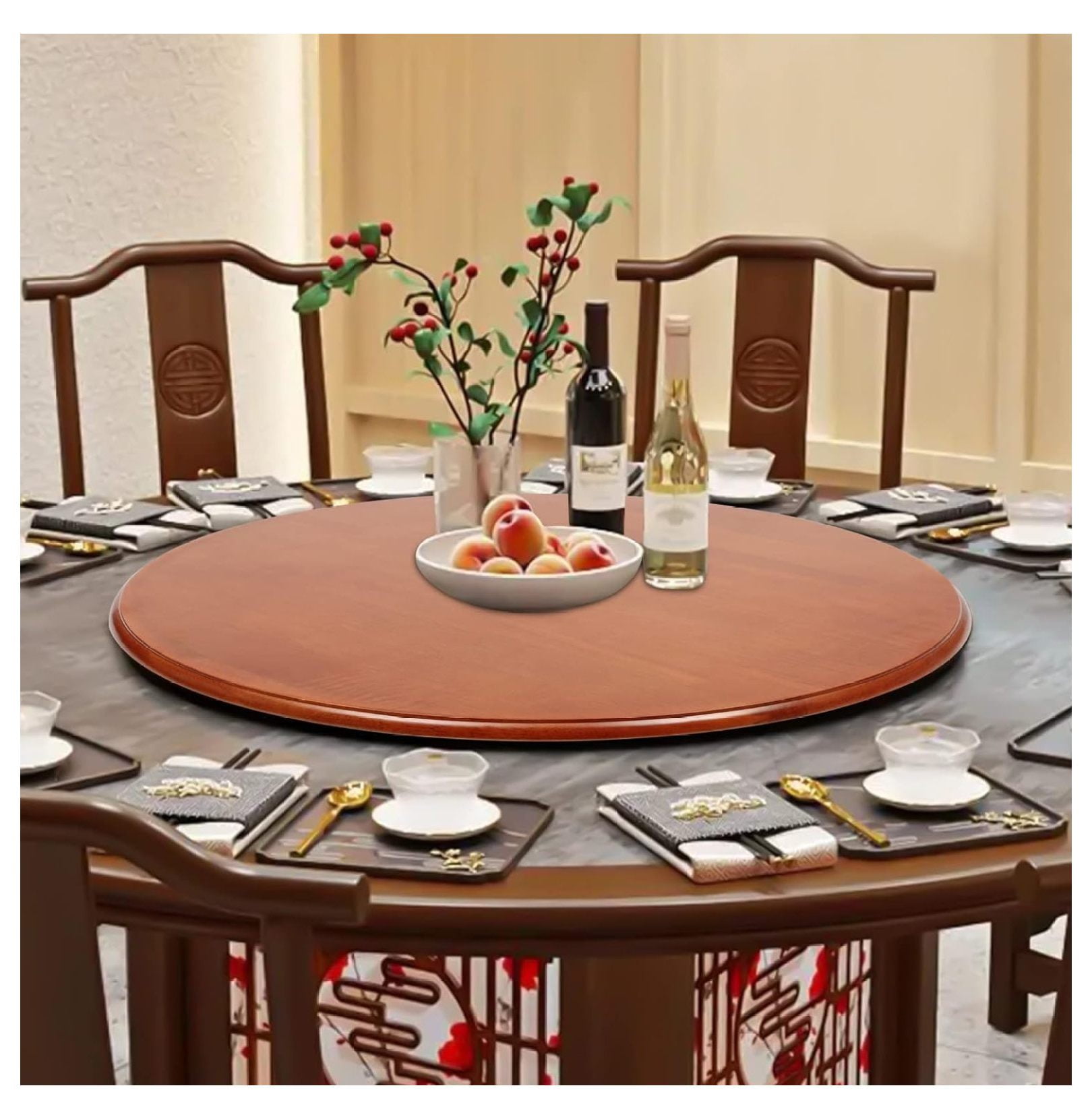 Turntable Organizer, 27.56inch Extra Large Rotating Storage Tray Wooden ...