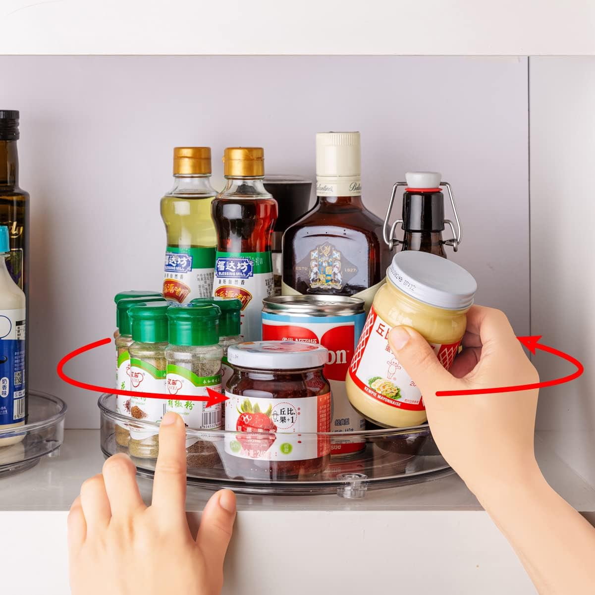 Turntable Refrigerator Organizer 23Cm, Kitchen Spice Shelf Turntable ...