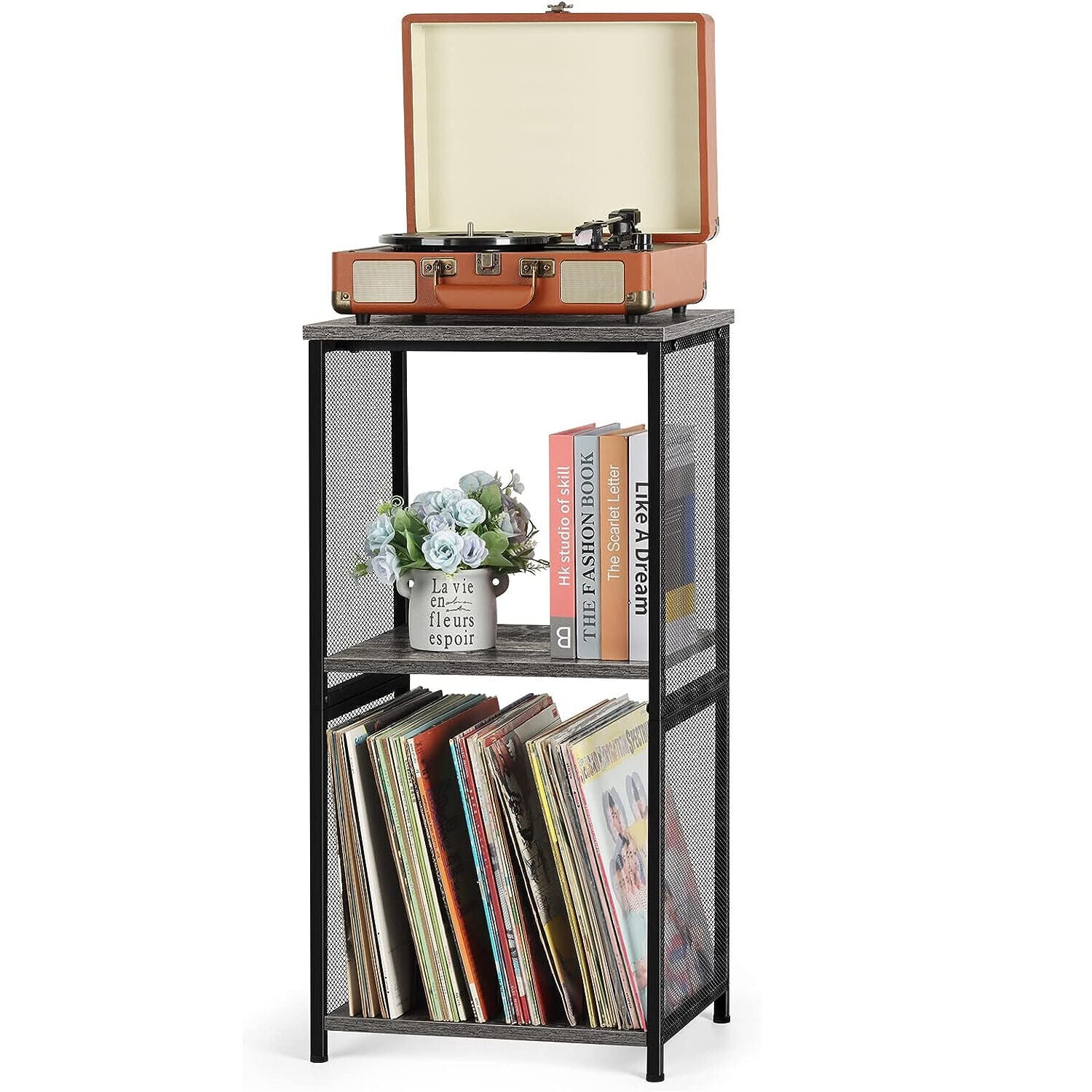 Turntable Stand with Divider,Record Storage End Table Record Player ...