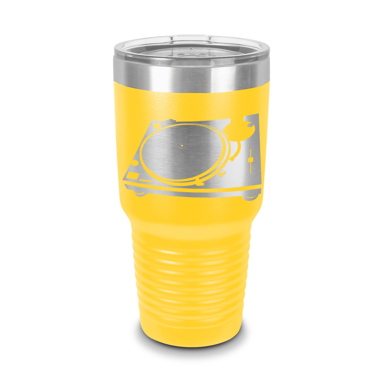 Turntable Tumbler 30 oz - Laser Engraved w/ Clear Lid - Stainless Steel ...