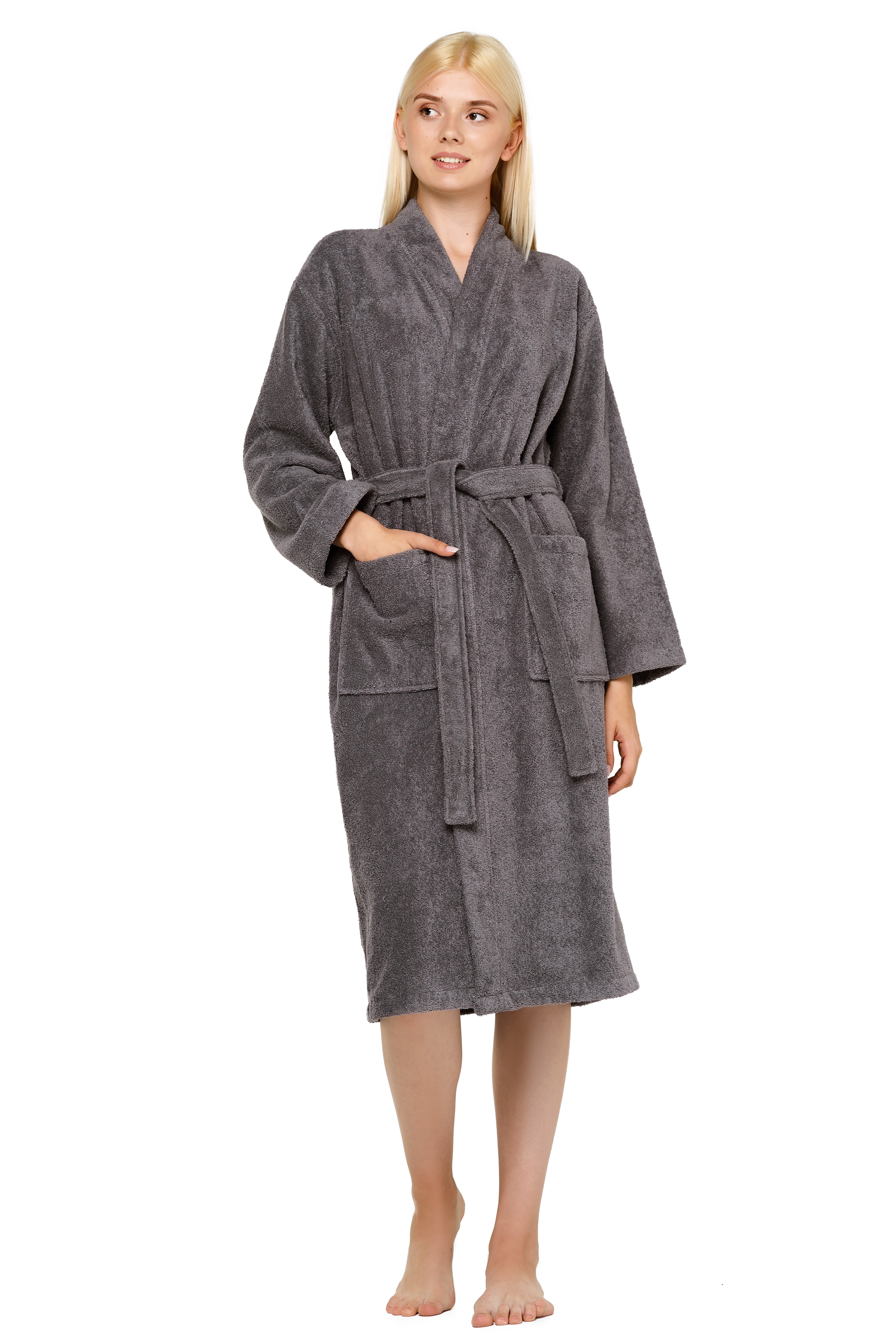 Turquaz Linen 100% Turkish Cotton Kimono Womens Robe Mens Bathrobe (SM ...