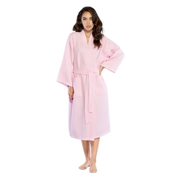 Turquaz Linen Lightweight Long Waffle Kimono Unisex Spa Robe (Small ...