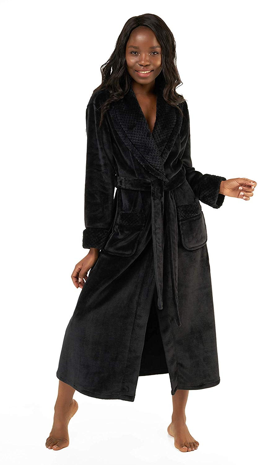 Turquaz Linen Womens Plush Soft Robes, Fleece, Long Comfy Robe (Large ...