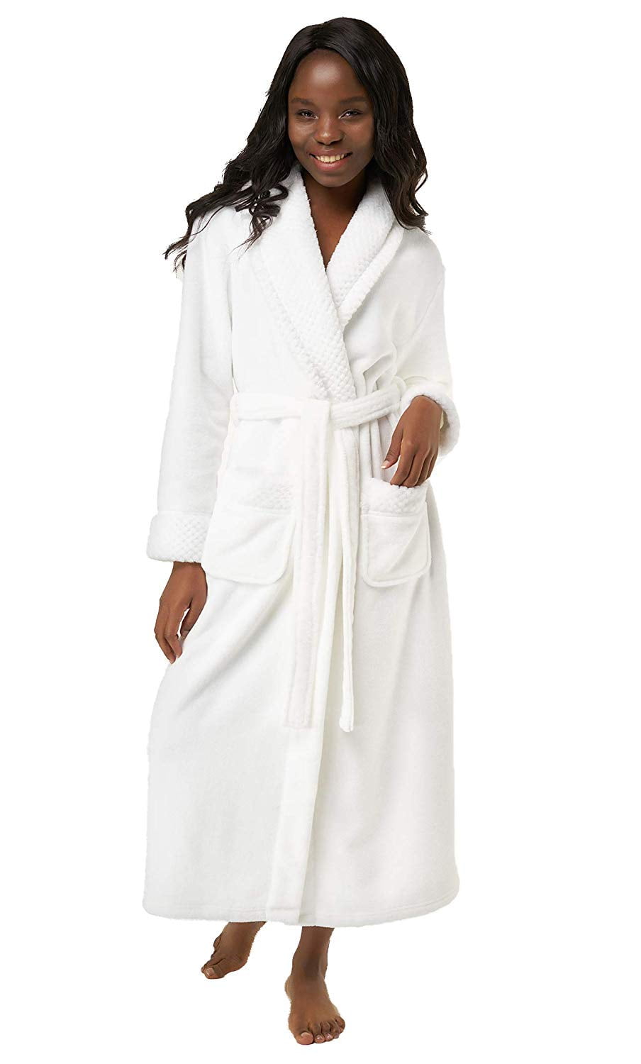 Turquaz Linen Womens Plush Soft Robes, Fleece, Long Comfy Robe (Large ...