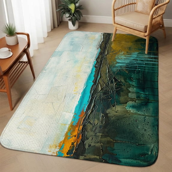 Turquoise Abstract Washable Area Rugs for Living Room Bedroom, Large ...