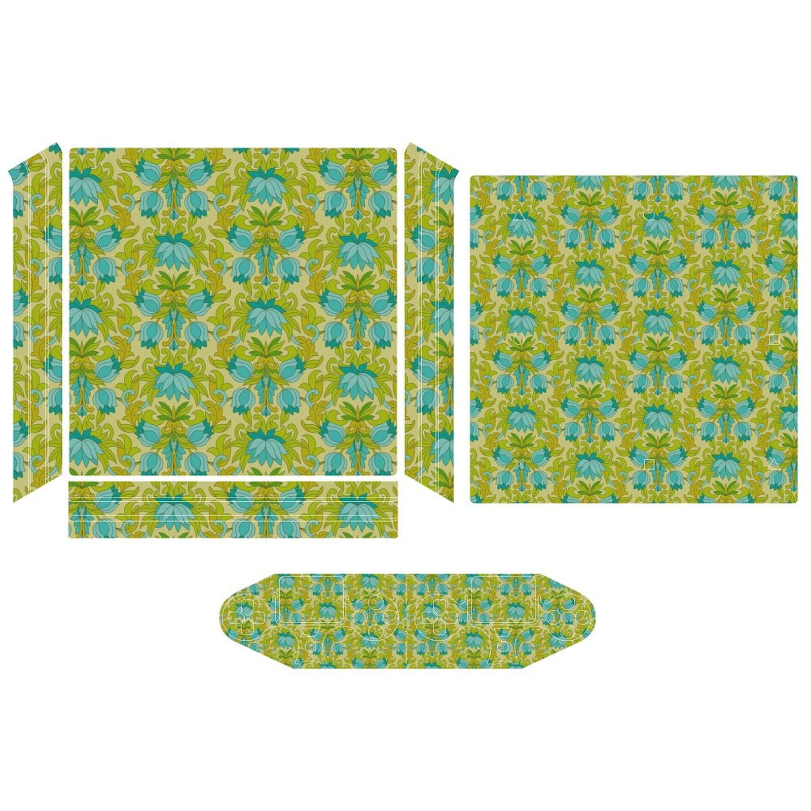 Turquoise And Green Leaves 1960s Retro Vintage Pattern PS4/PS4 Pro/PS4 ...
