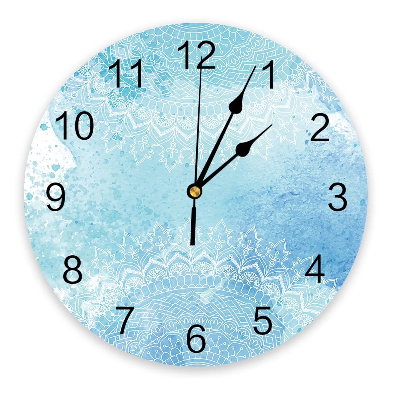 Turquoise And White Mandala Wall Clock Large Modern Kitchen Dinning ...