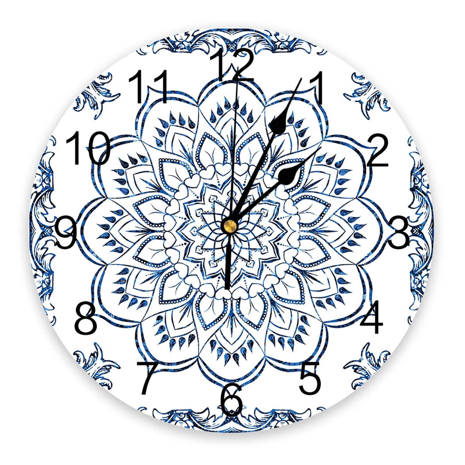 Turquoise And White Mandala Wall Clock Large Modern Kitchen Dinning ...
