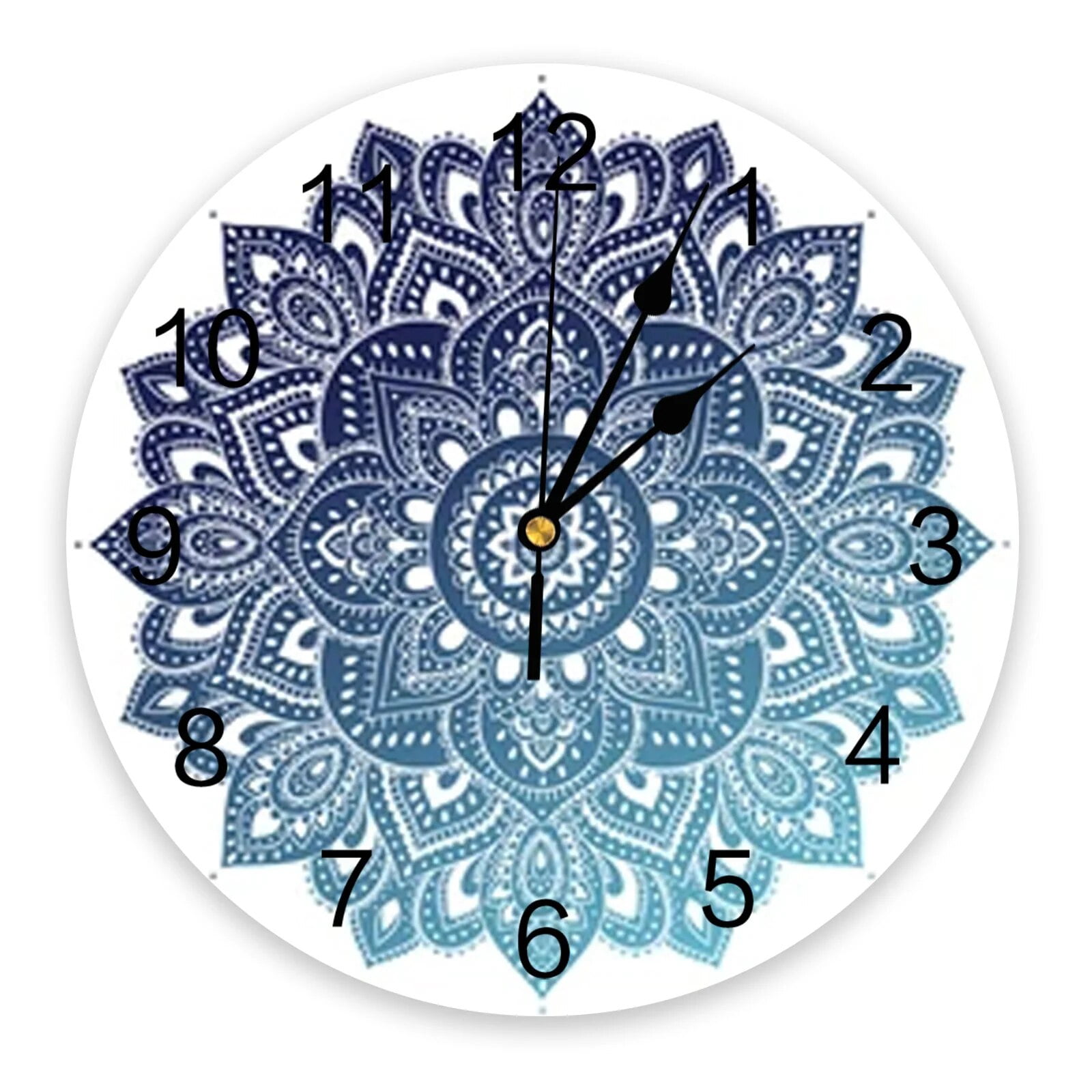 Turquoise And White Mandala Wall Clock Large Modern Kitchen Dinning ...