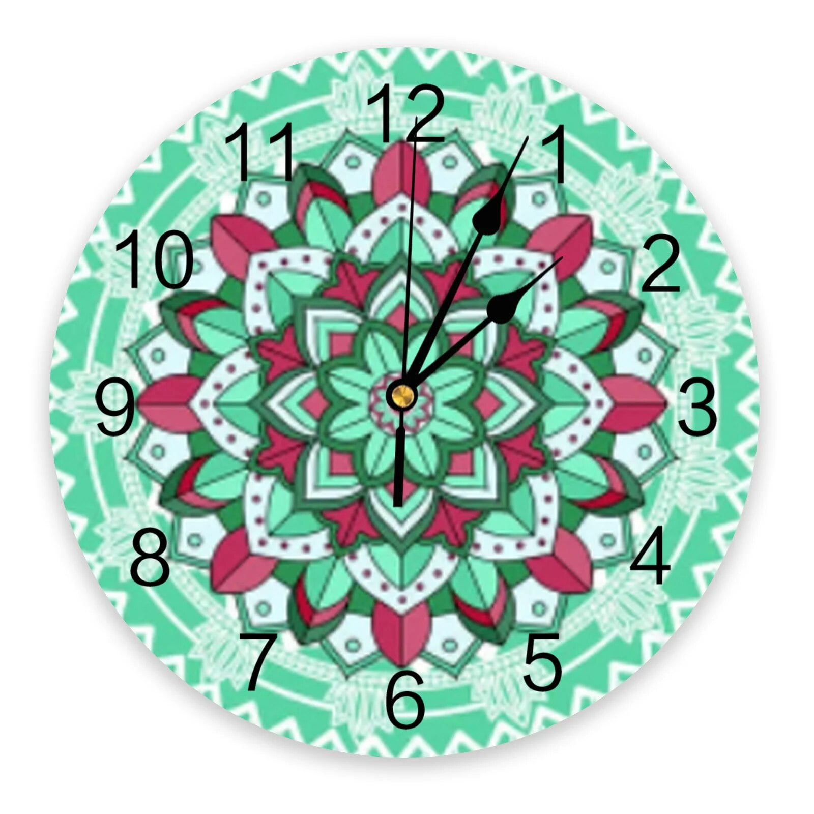Turquoise And White Mandala Wall Clock Large Modern Kitchen Dinning ...