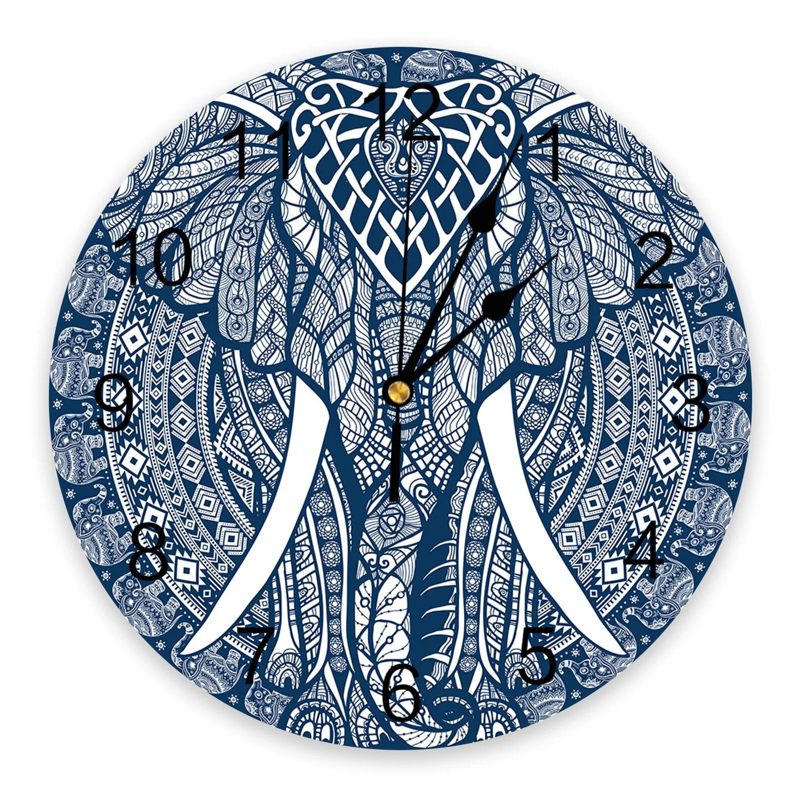 Turquoise And White Mandala Wall Clock Large Modern Kitchen Dinning ...