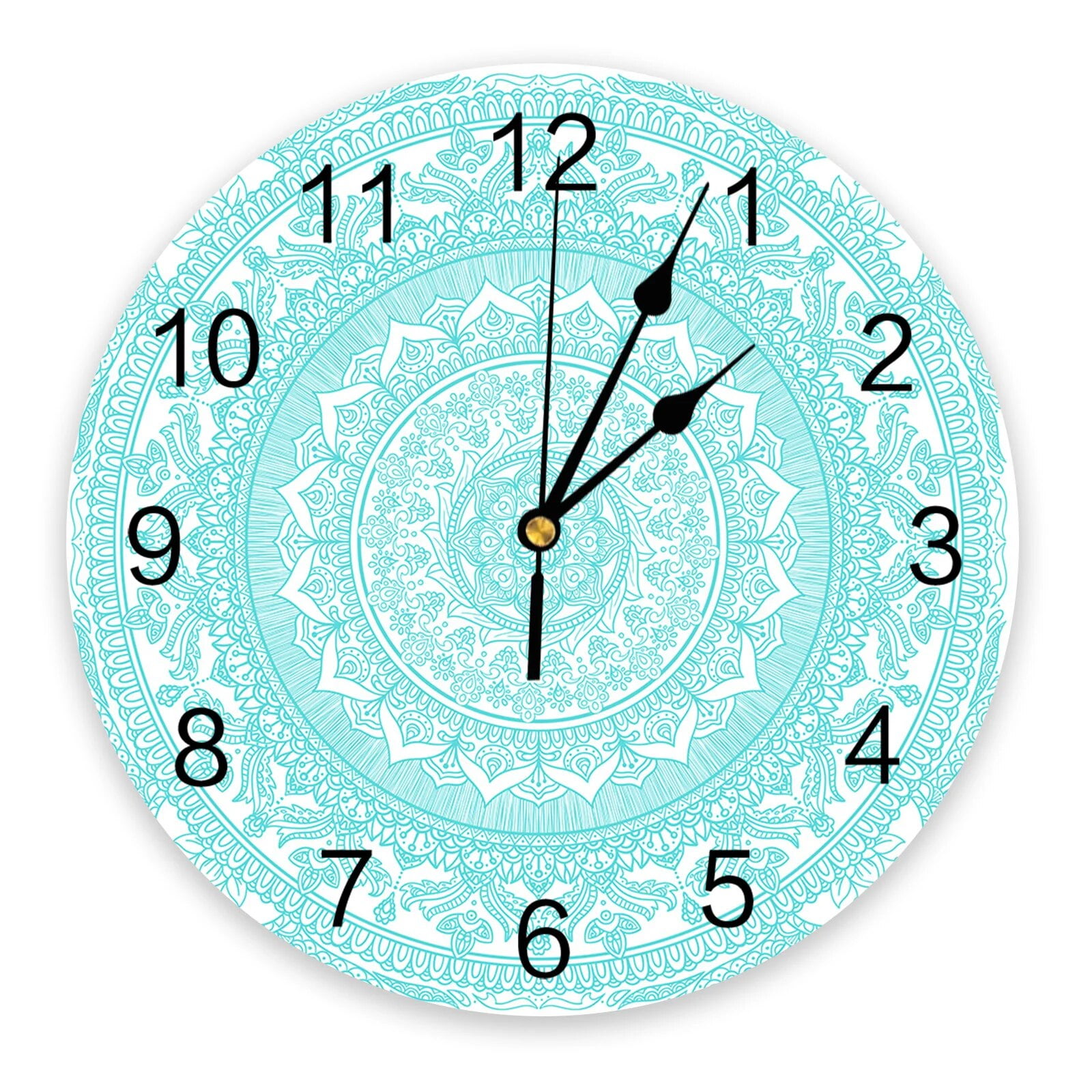 Turquoise And White Mandala Wall Clock Large Modern Kitchen Dinning ...